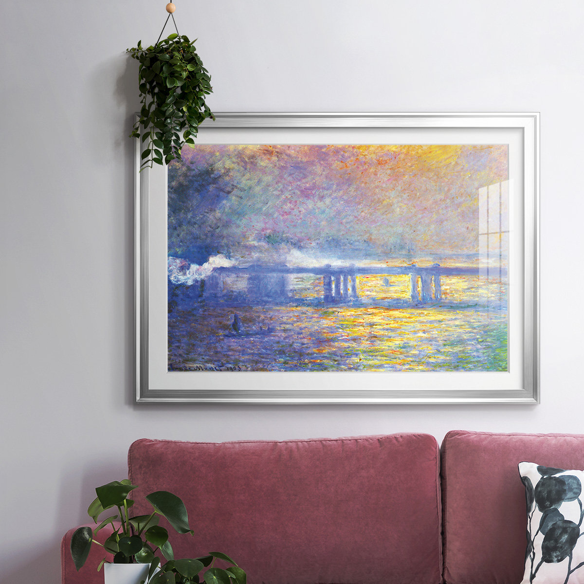 Vault W Artwork Charing Cross Bridge Framed On Paper by Claude Monet ...