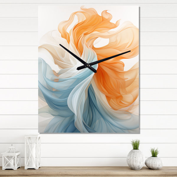 DesignArt Liquid Purity Ink Wave Abstract Blue And Orange - Abstract ...