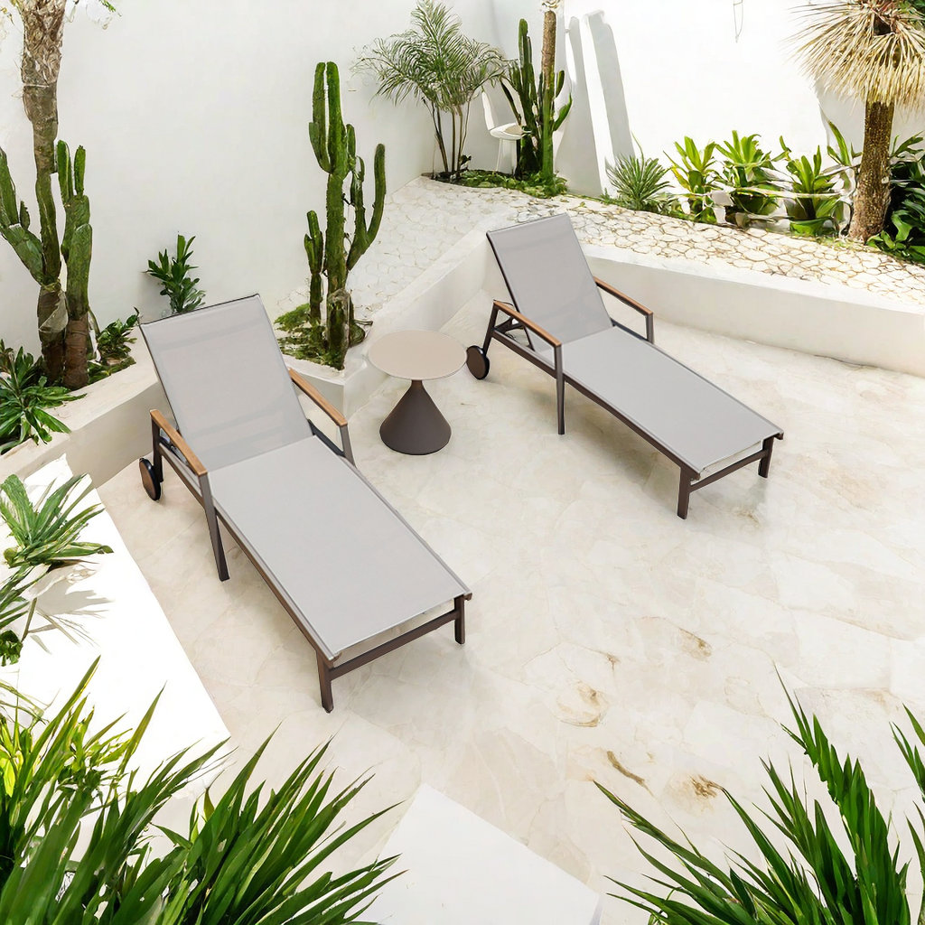 Elegance Furnishings Sunproof Outdoor Lounger With Wheels Outdoor ...