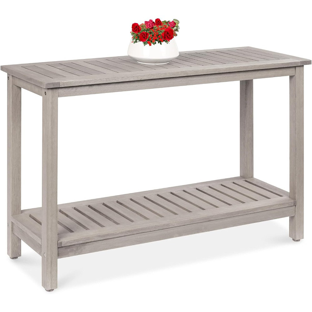 Latitude Run® 48In 2-Shelf Indoor Outdoor Wood Console Table ...