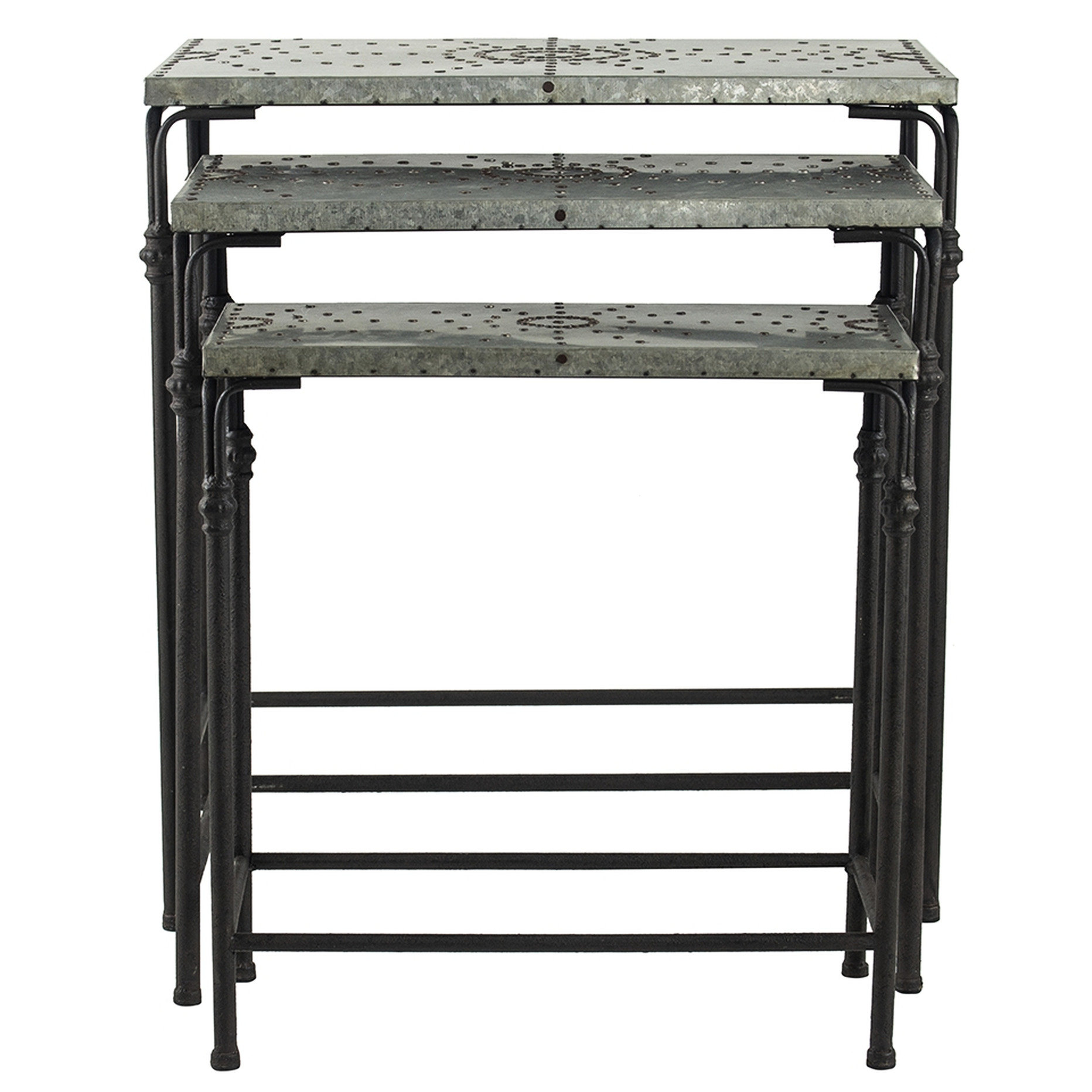 Latitude Run® Of Three Galvanized Metal Tables For Side In Home Or ...