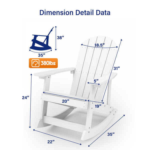 Highland Dunes Outdoor Rocking Chair,Adirondack Rocking Chair,Patio ...