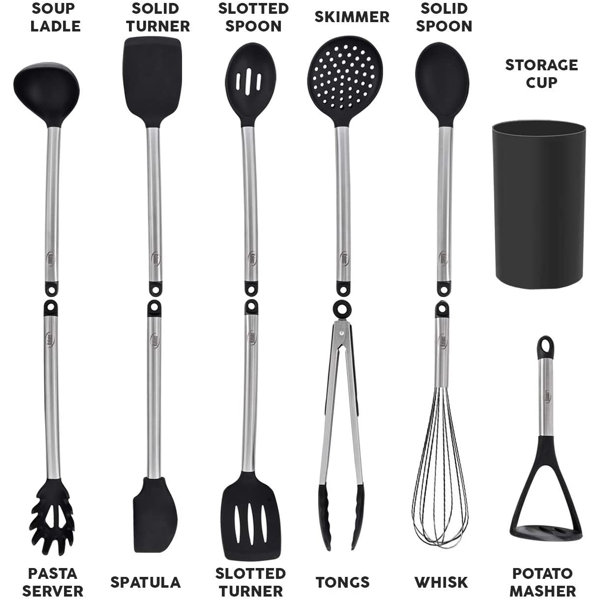 Kaluns 12 Piece Stainless Steel And Silicone Kitchen Utensils Set ...