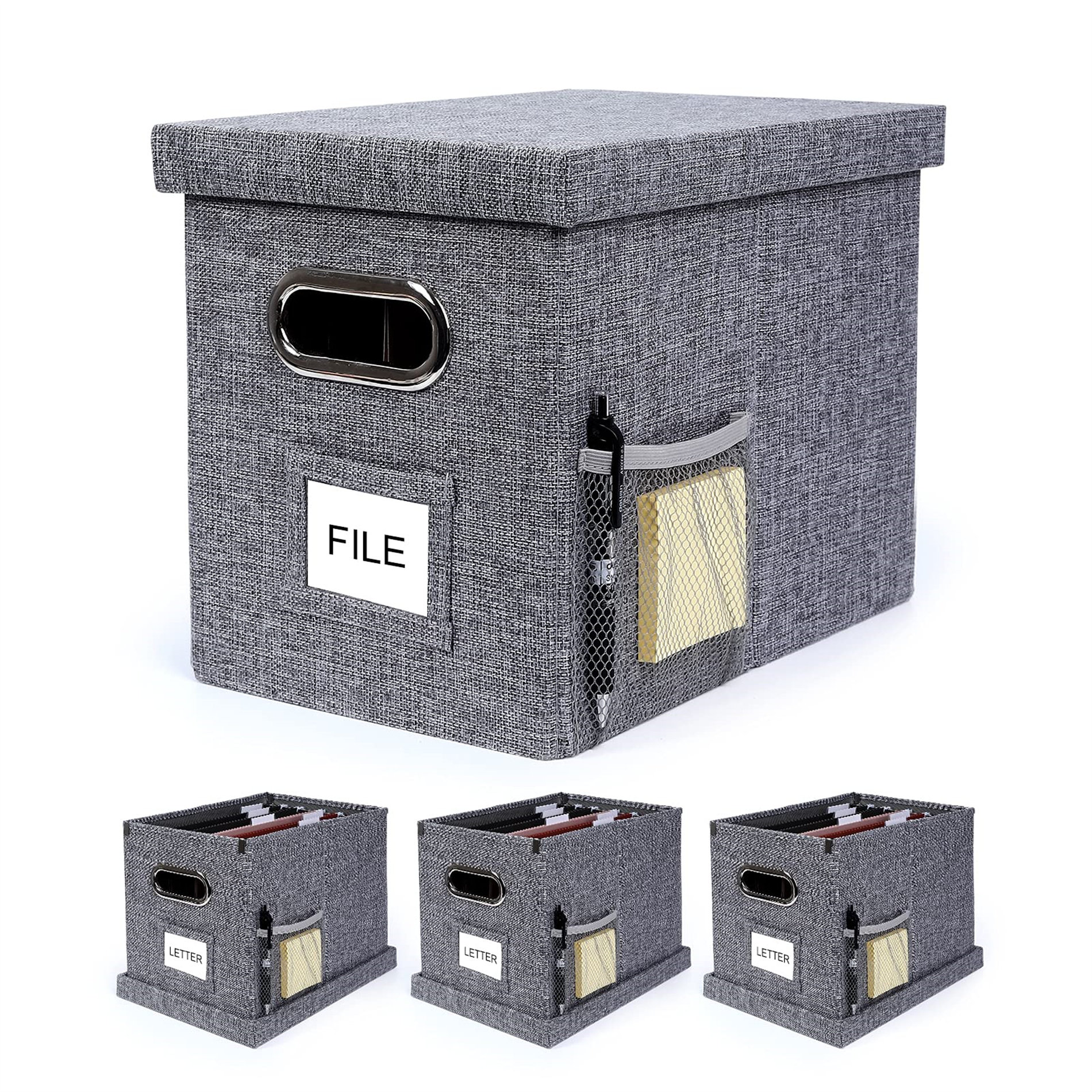 Blooming Desktop File Organizer, Portable Foldable File Box With Lid, 4 ...