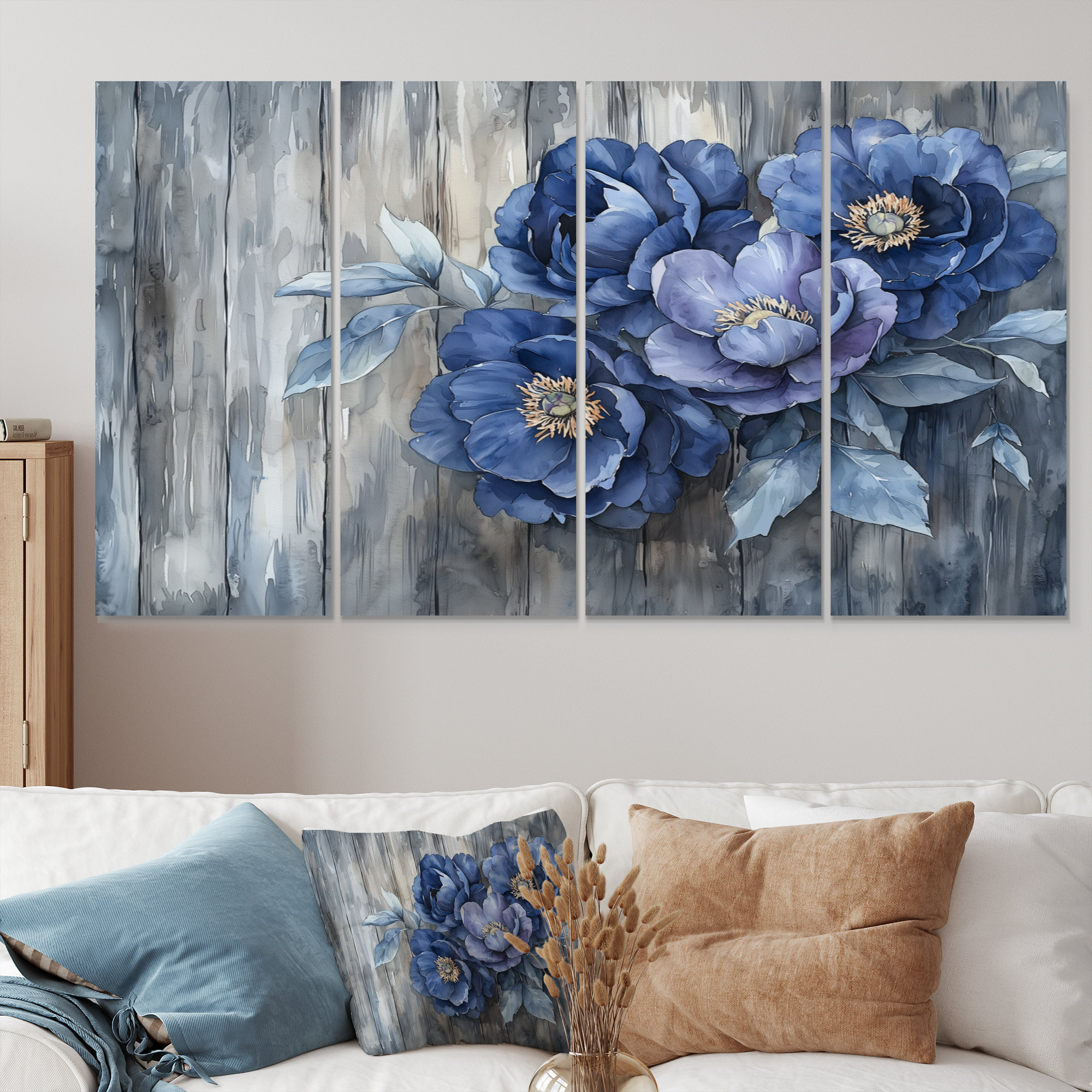 Winston Porter Blue Peonies By The Farm Fnce - Peonies Wall Art ...