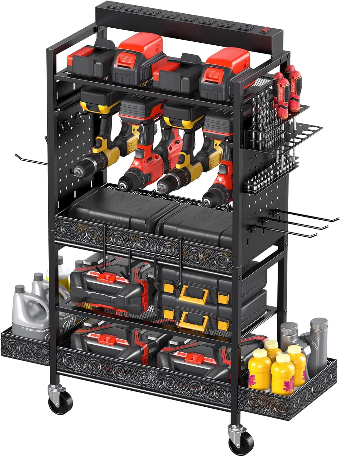 WFX Utility™ Garage Power Tools Organizer Cart With Charging Station ...
