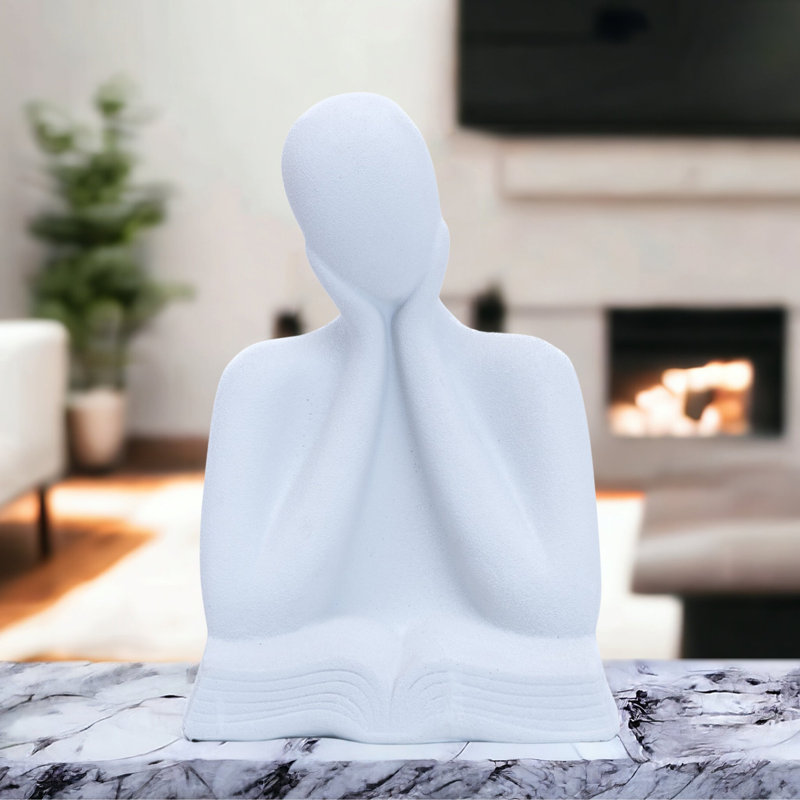 Wrought Studio™ Contemporary Thinker Statue, Polyresin, White ...