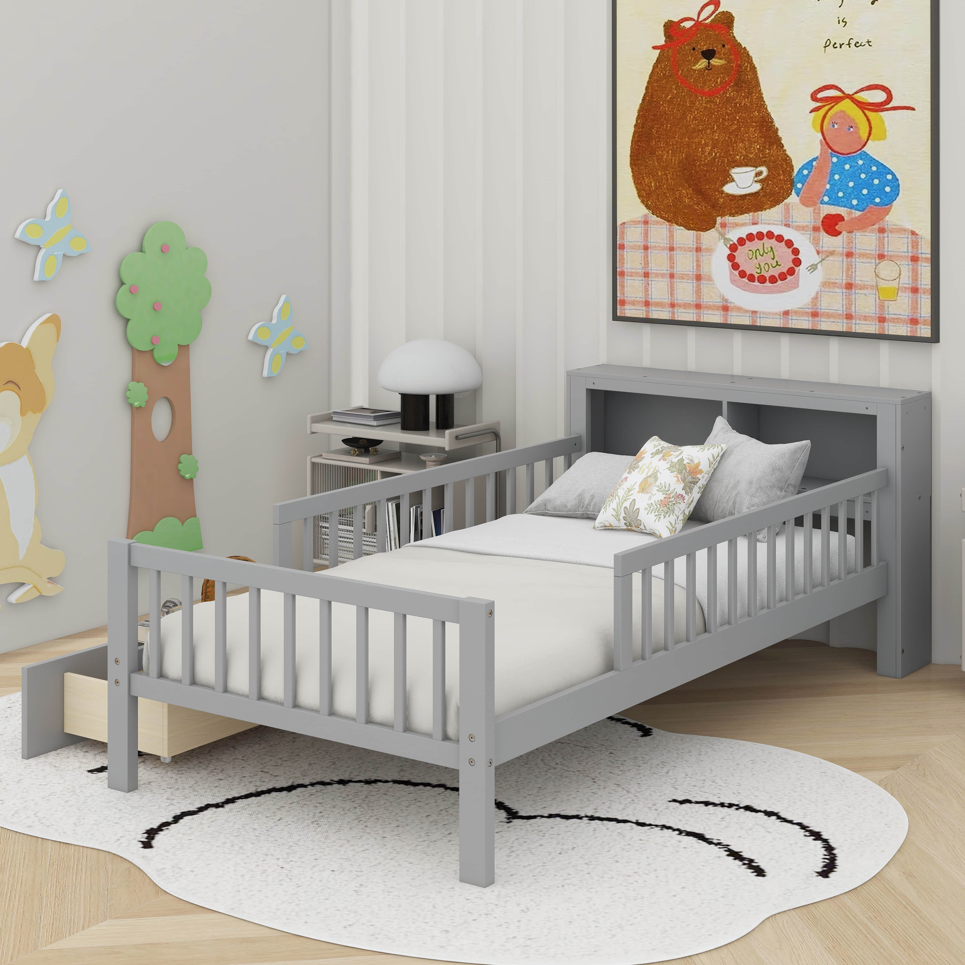 Latitude Run® Twin Size Bed With Headboard Storage shelves, Drawers ...