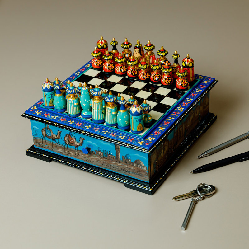 World Menagerie Crader Luxurious Days in Bukhara Wood Chess Set | Wayfair