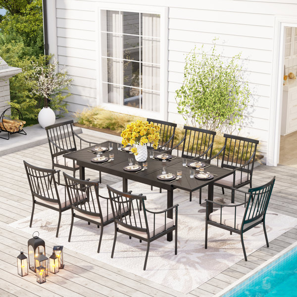 Lark Manor Argyri 8 - Person Rectangular Extendable Outdoor Dining Set ...