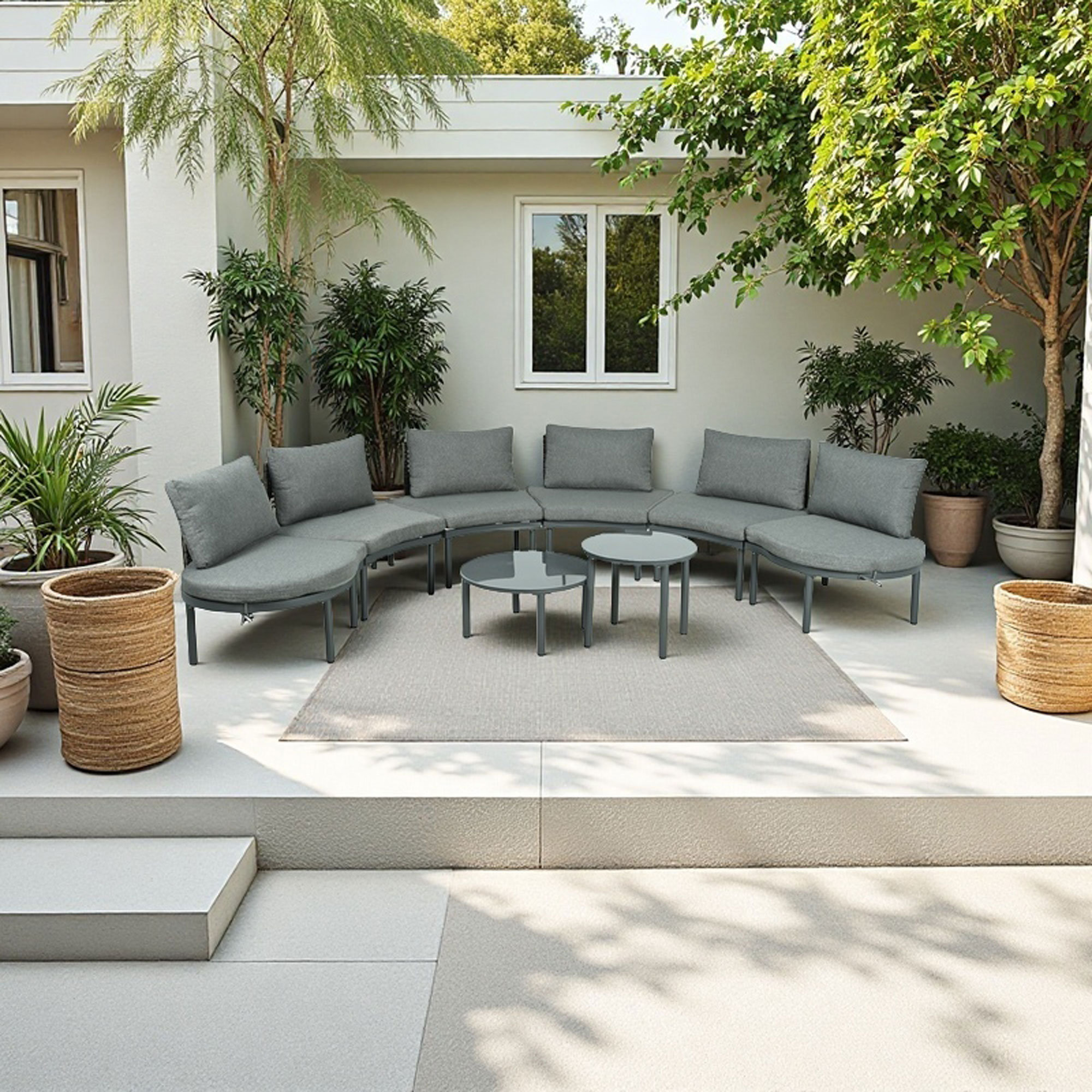 Latitude Run® 6-piece Modular Outdoor Sectional Set - Half-moon Pe ...