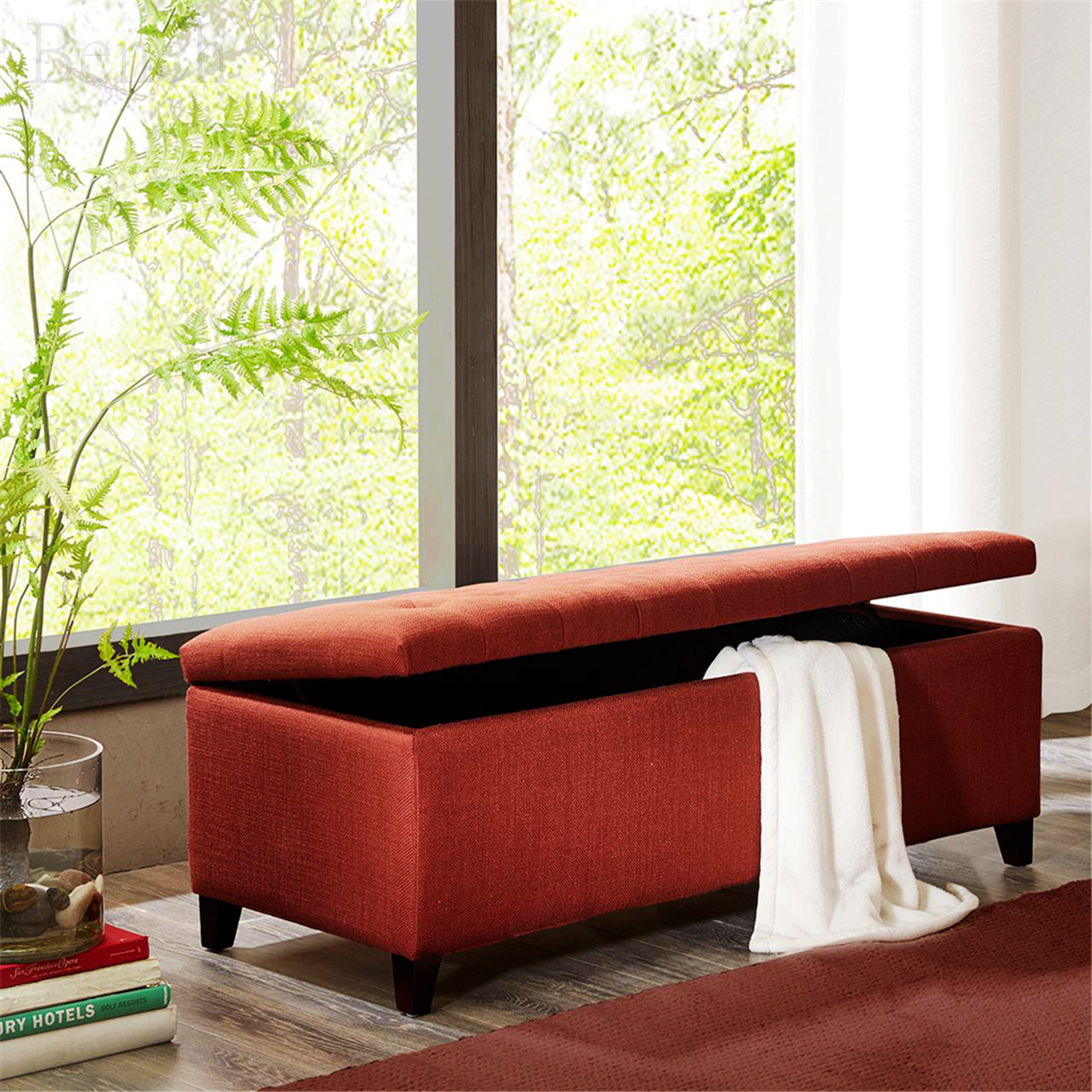 Corrigan Studio Bench Tufted Top Soft Close Storage Bench, Upholstered ...