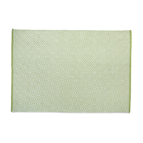 17 Stories Lorente Geometric Hand Woven Hand Tufted Green/White Area ...