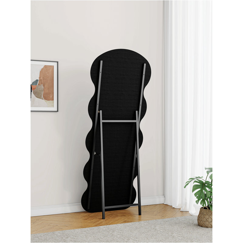 Latitude Run® Wavy Full-Length Mirror - Flannel Fabric Cover & Frame ...