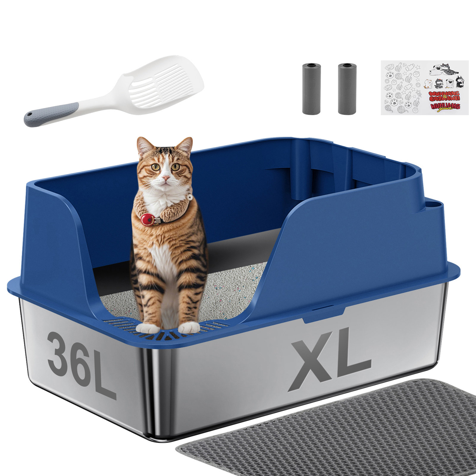 Tucker Murphy Pet™ Stainless Steel Leak-Proof Litter Box with Lid, X ...