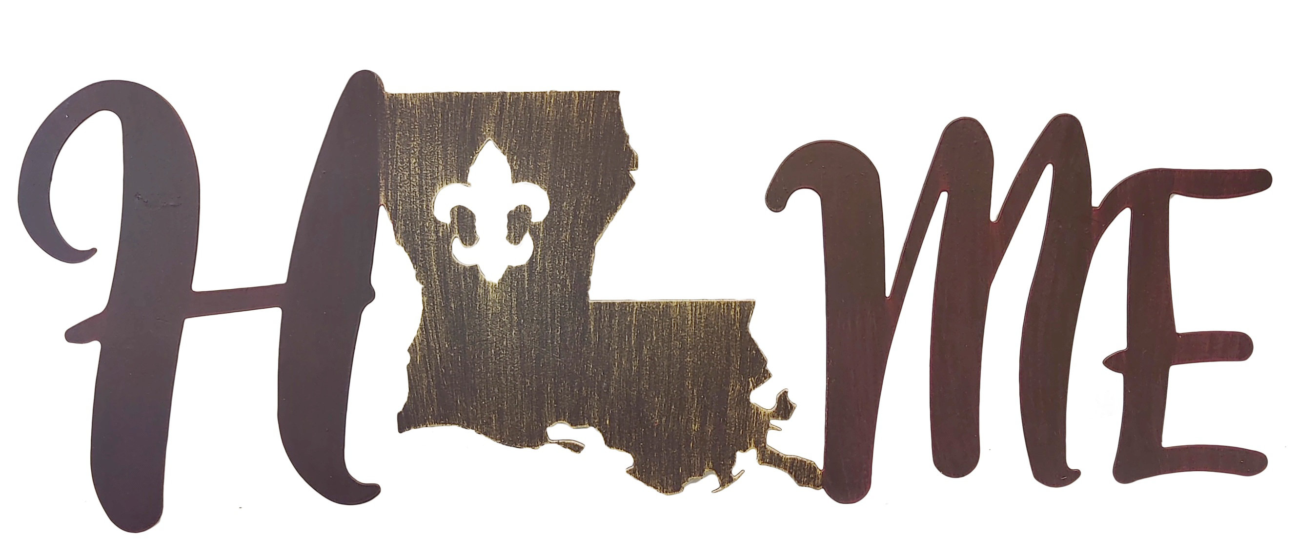 August Grove® Amieleigh Home State DécorBrown Metal White Fleur De Lis ...