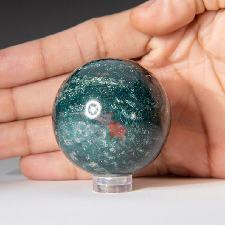 Astro Gallery of Gems Genuine Polished Bloodstone Sphere (1.75") with ...