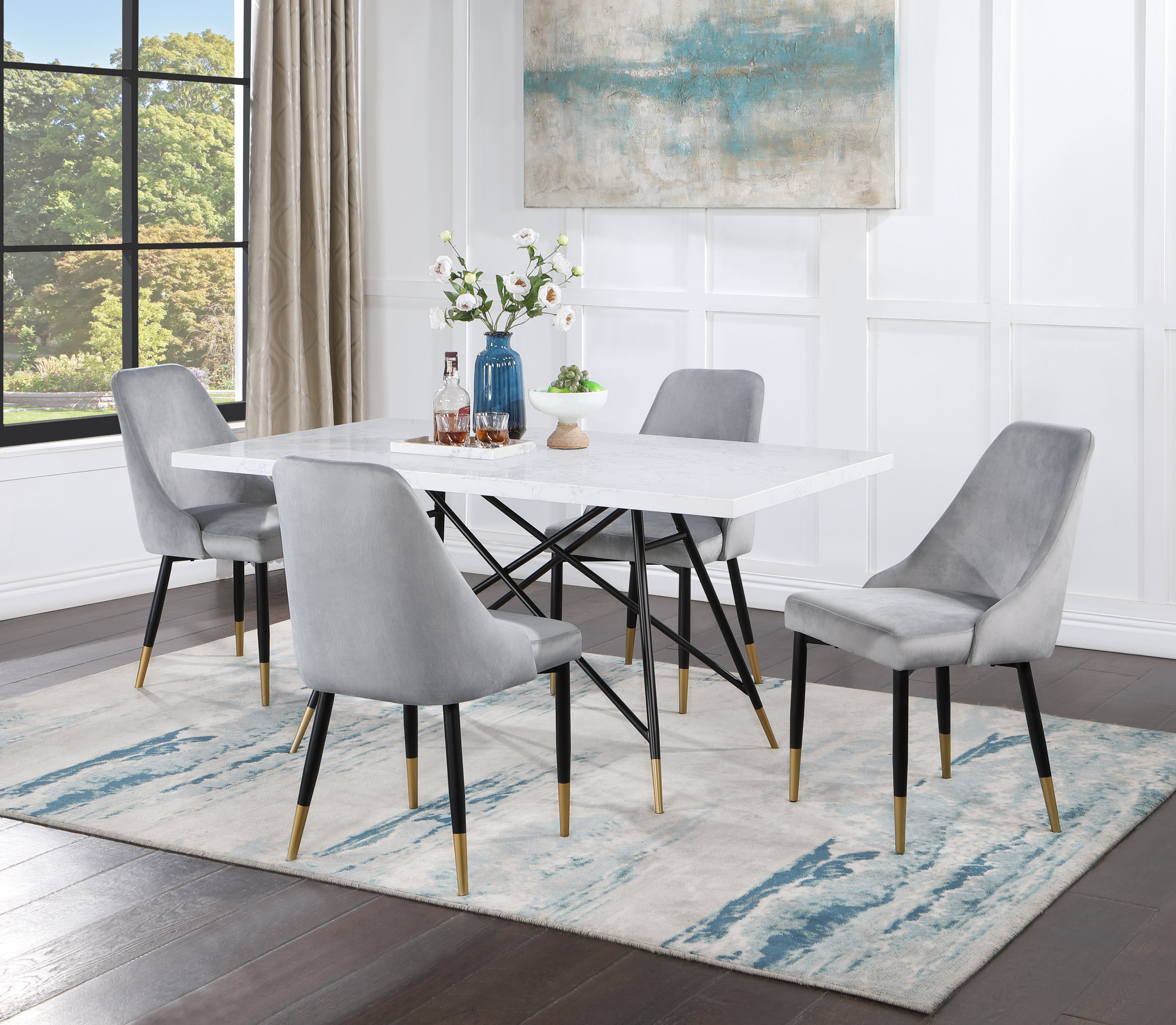 Mercer41 Tirell 5 - Piece Rectangular Dining Table Set in White and ...