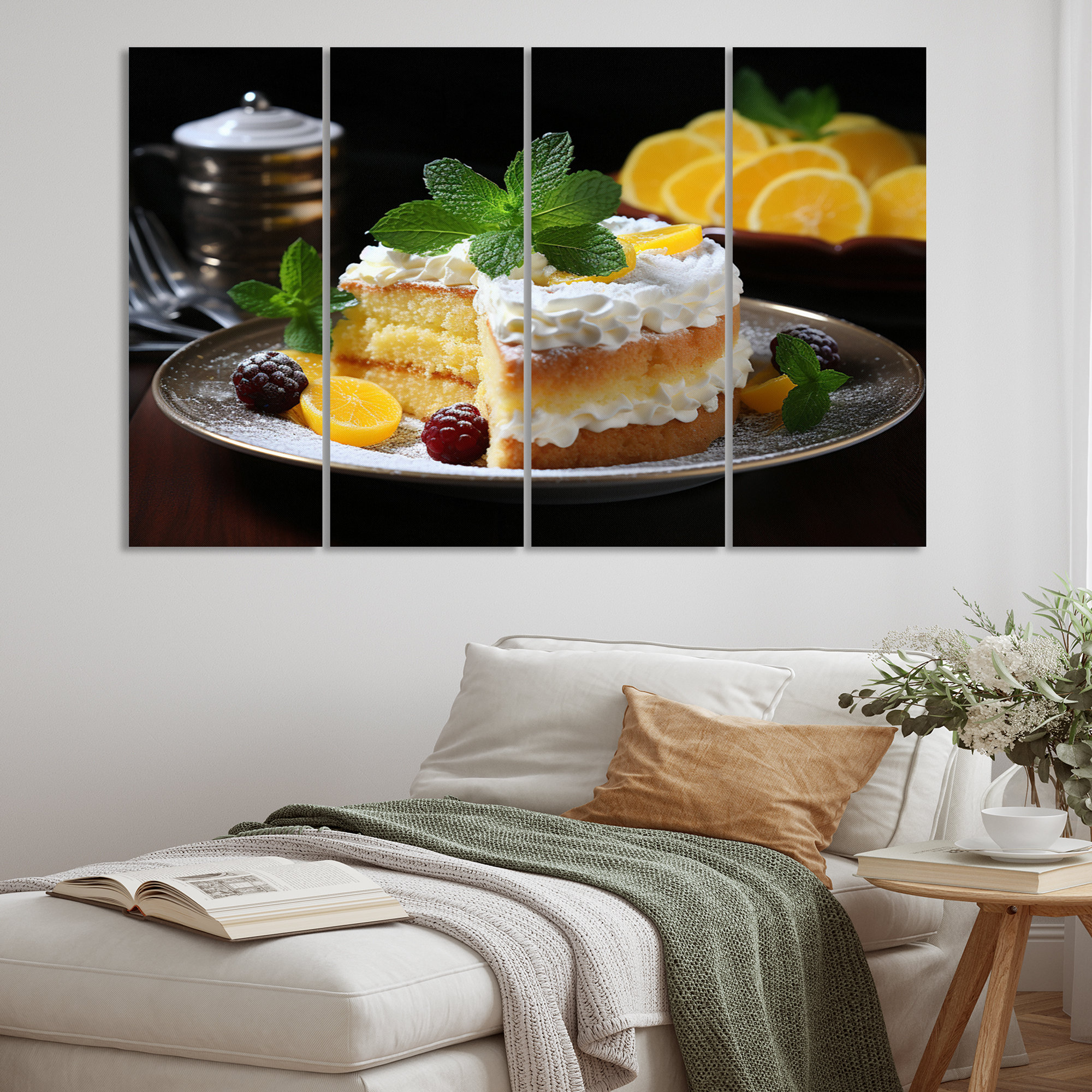 Ebern Designs Lemon Cake Mmmmmmm II On Canvas 4 Pieces Print | Wayfair