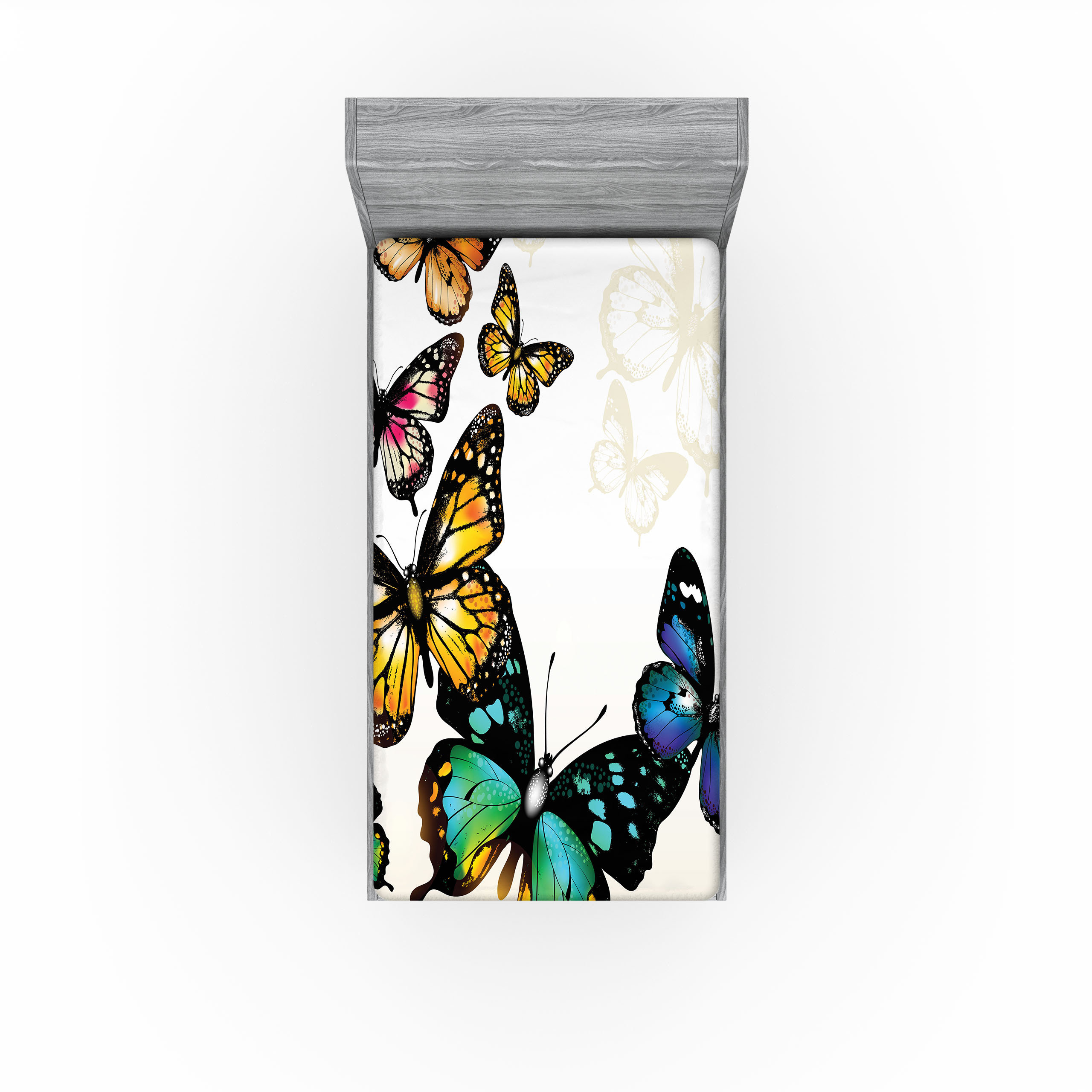 Ambesonne Colorful Fitted Sheet 2-Pack Monarch Shades Ombre Multicolor ...