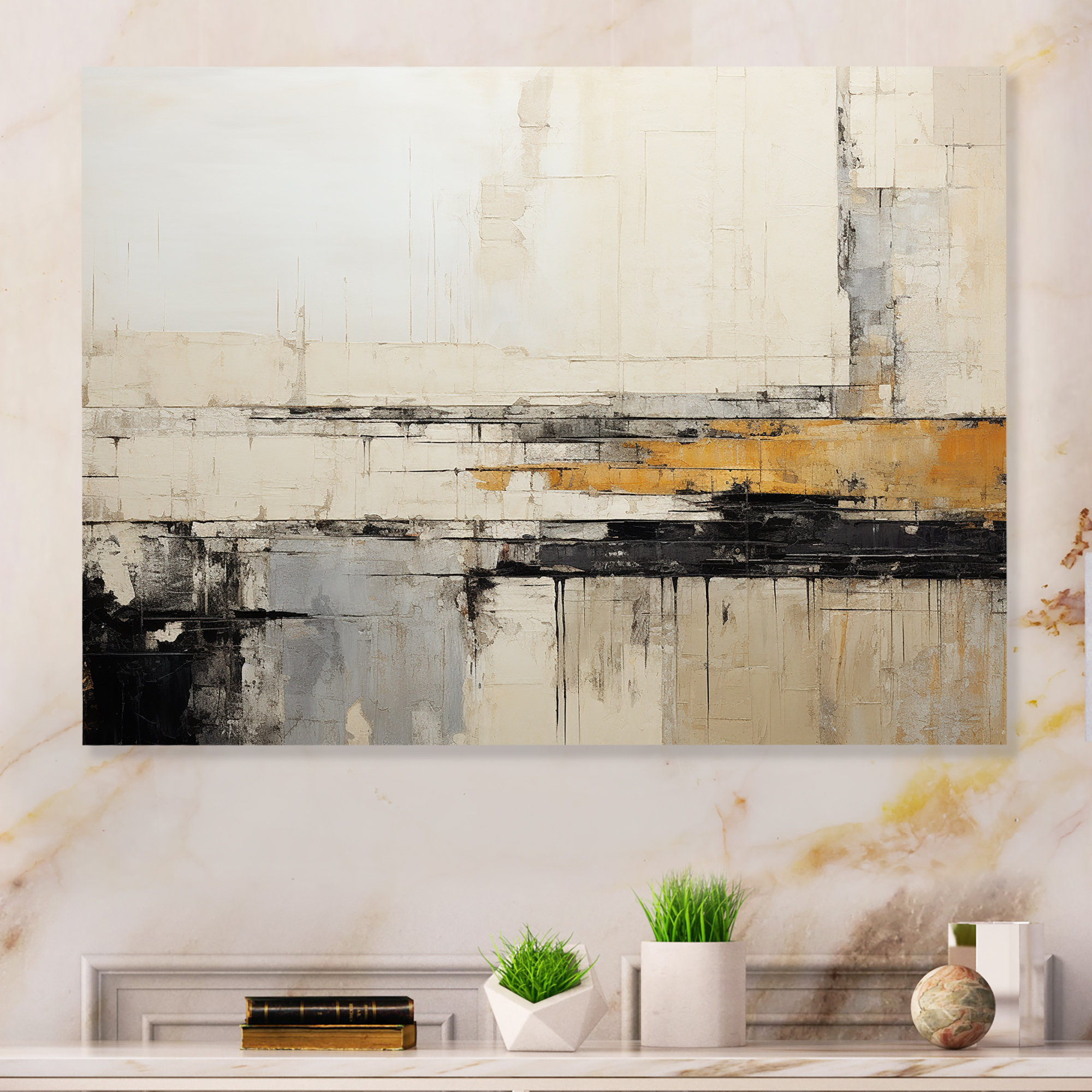 Ivy Bronx " Abstract Black Beige Road Collage " on Metal | Wayfair
