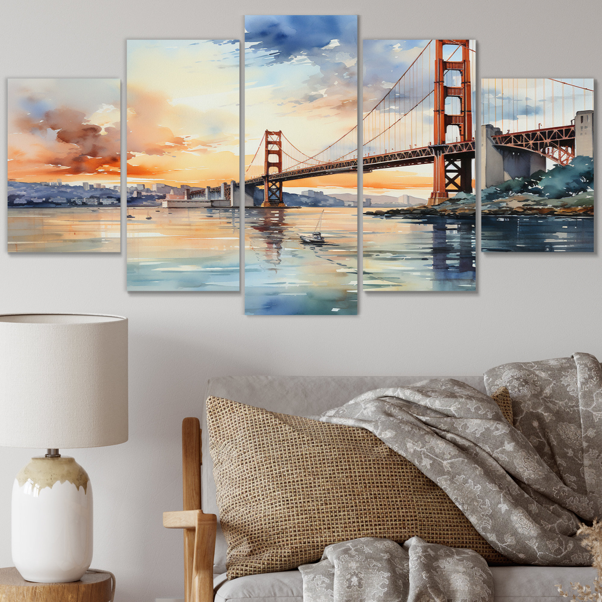 Design Art Orange Bridge Golden Gateway IV - Architecture Metal Wall ...