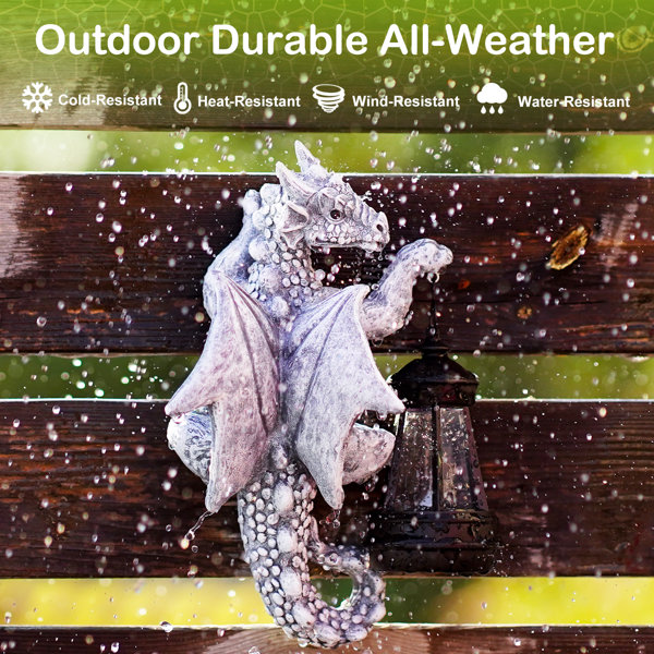 Arlmont & Co. Dragon Tree Hugger Garden Statue with Solar Lantern - 9.3 ...