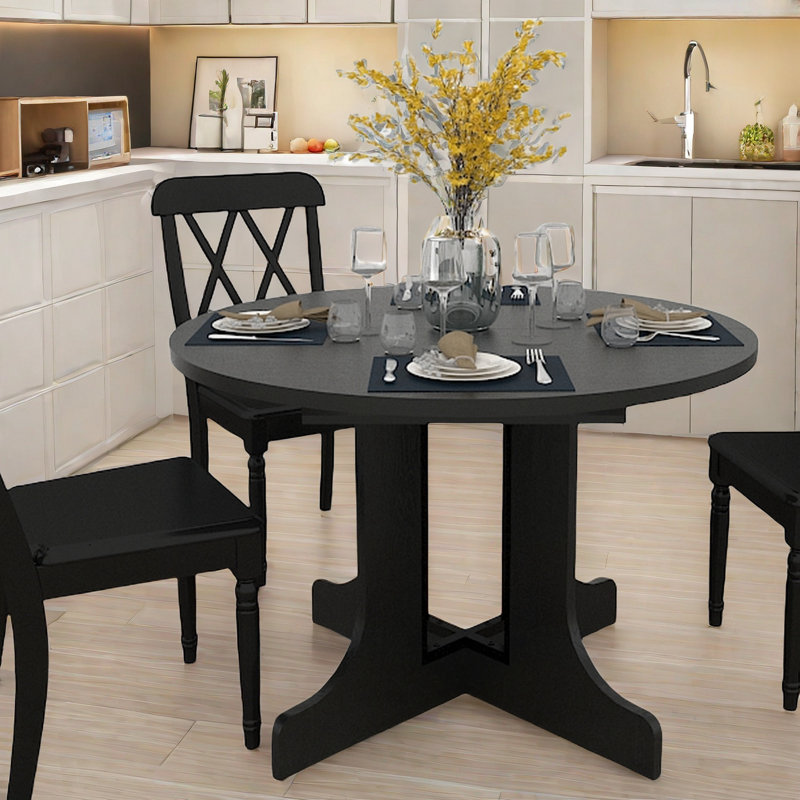 Winston Porter Expandable Oval Dining Table With Removable Leaf Trestle ...