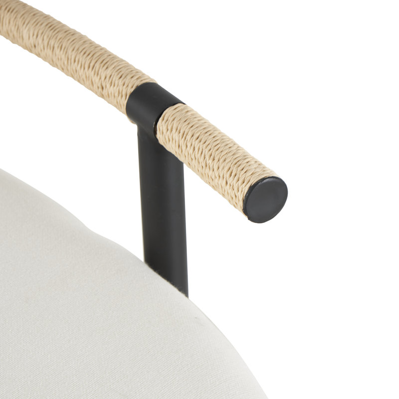 Ivy Bronx Laquesta Metal Upholstered Oval Abstract White Bench with ...