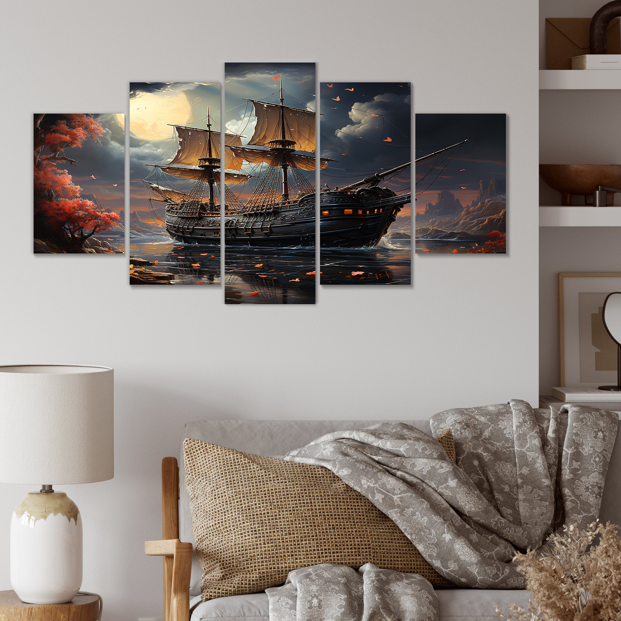 Breakwater Bay Pirate Ship Nightly Voyage I - Pirate Multipanel Wall ...