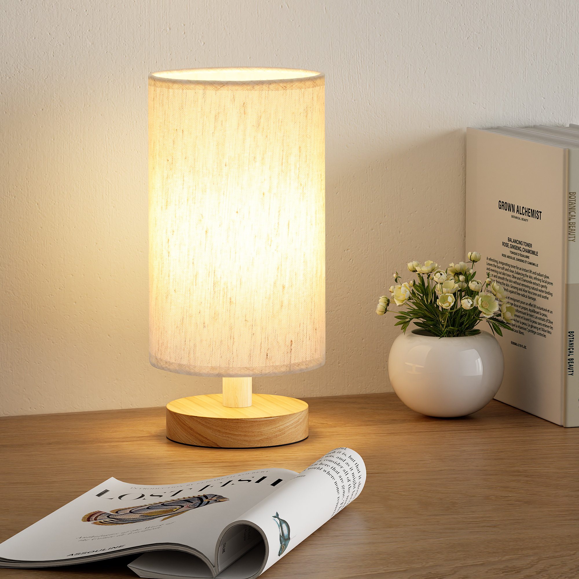 George Oliver 9'' Cute Small Bedside Lamp with Inline Rocker Switch ...