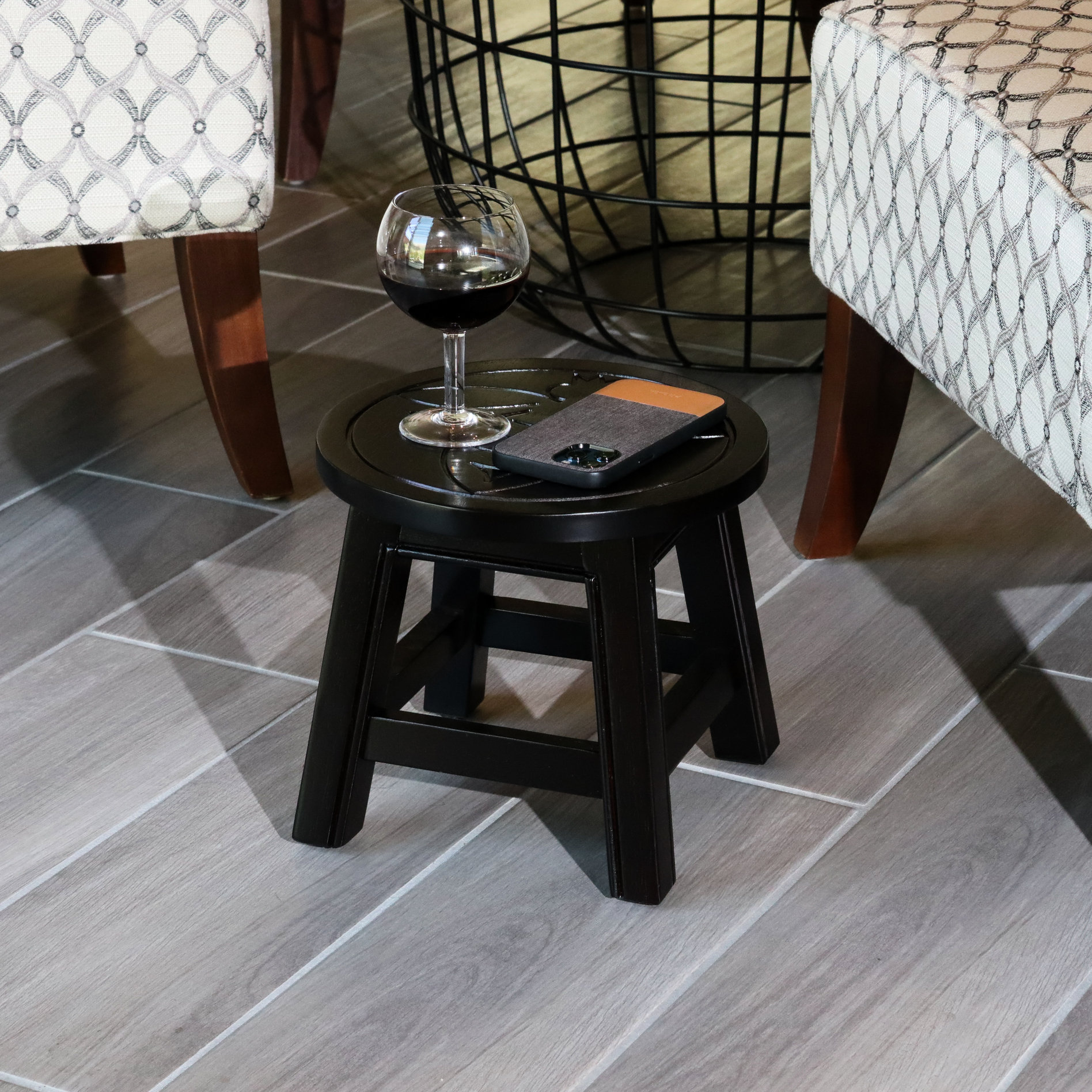 Fleur De Lis Living Wooden Stool With Queen Bee Design - And Versatile ...