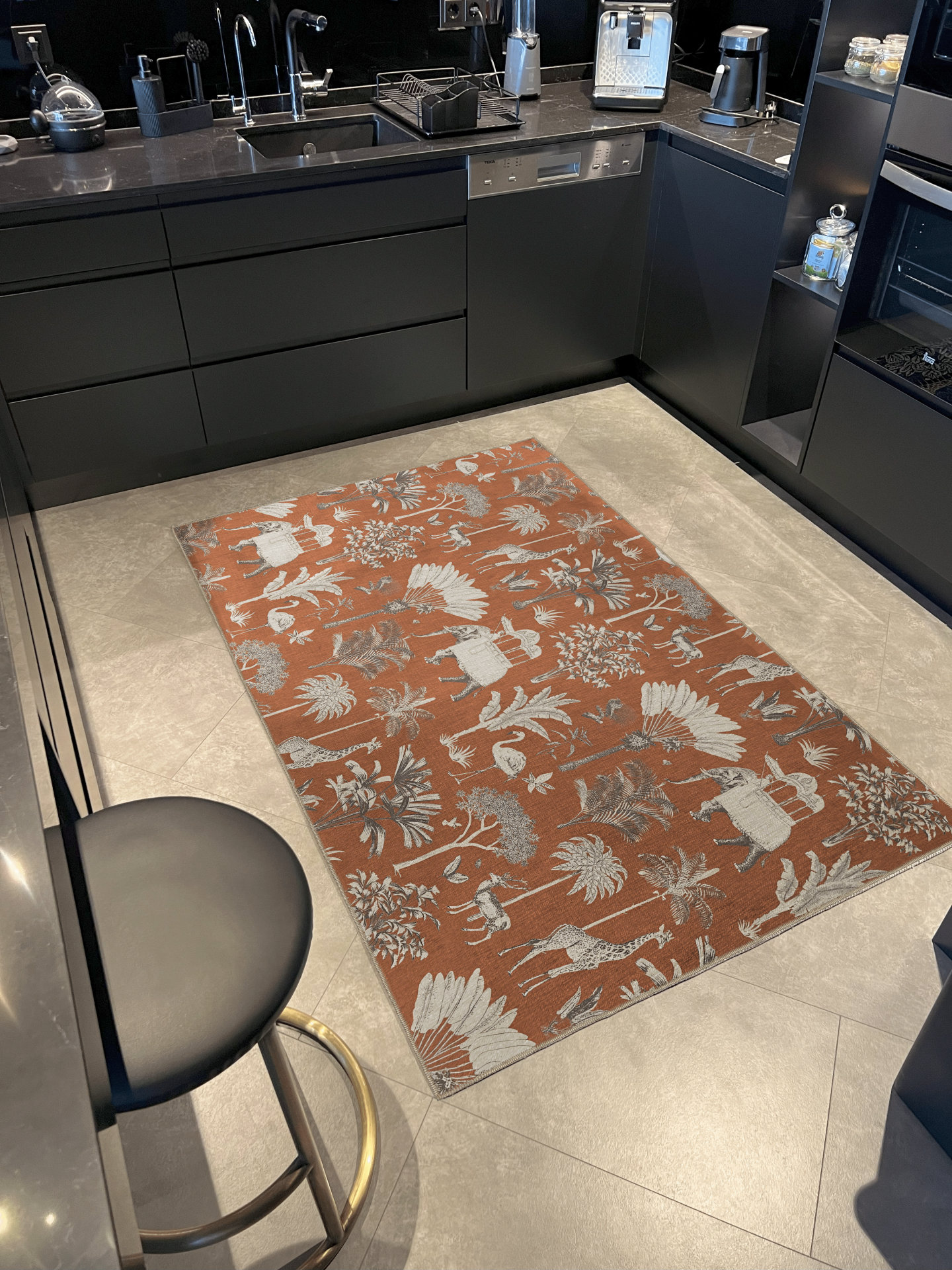 Dakota Fields Orange-Beige Themed Tree and Wild Animal Patterned ...