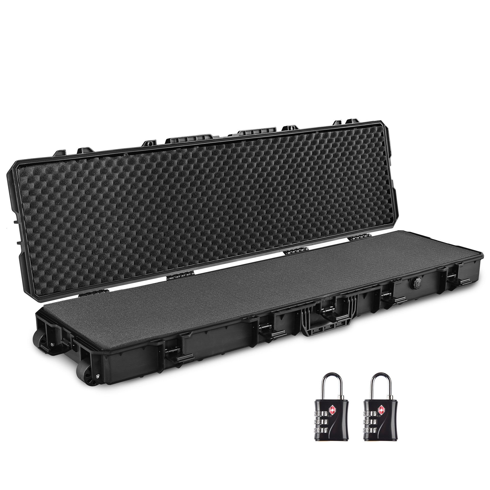 Yescom 53" Tactical Rifle Long Gun Hard Case Roller TSA Padlock ...
