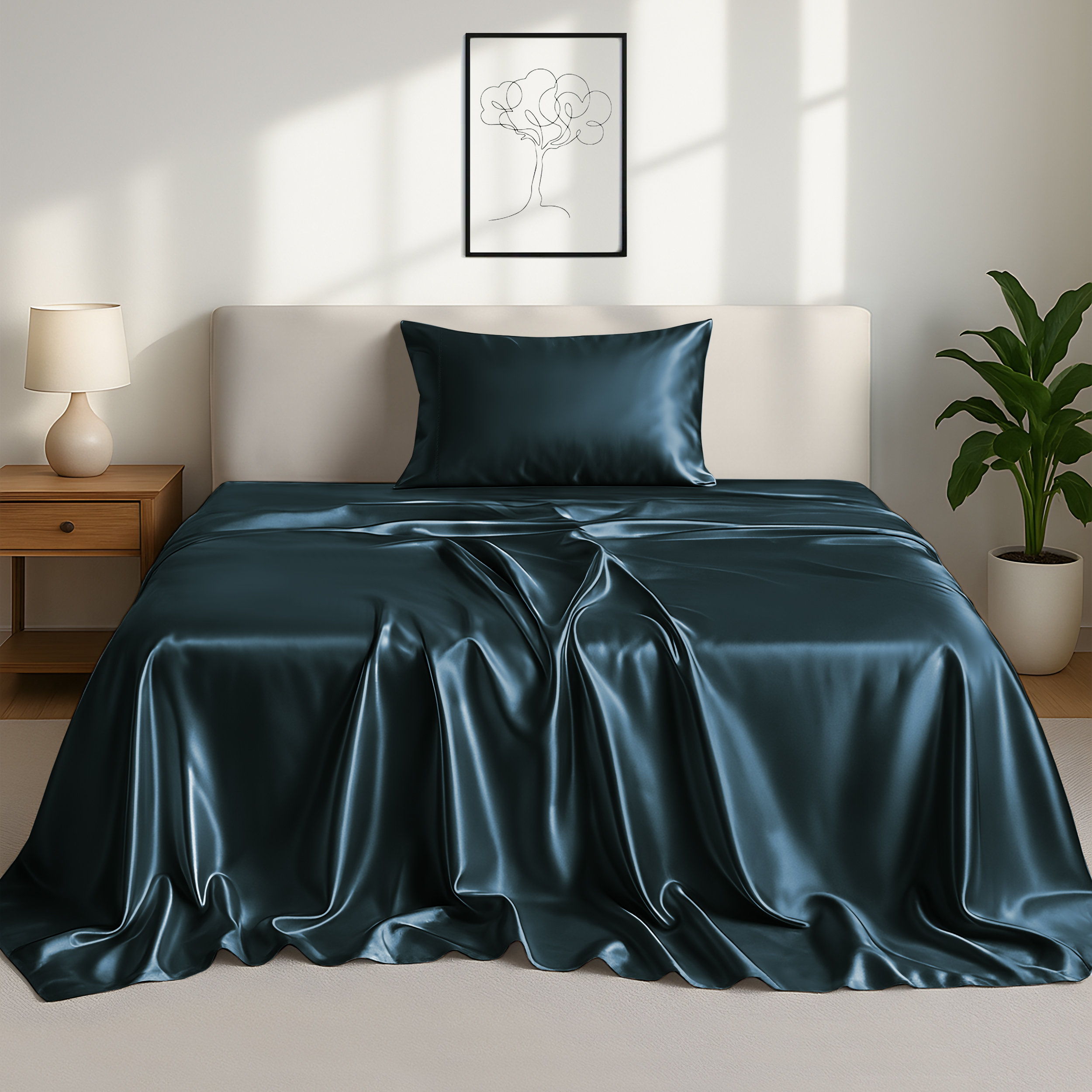 Lux Decor Collection Lux Decor 4-Piece Satin Sheets 100% Polyester ...