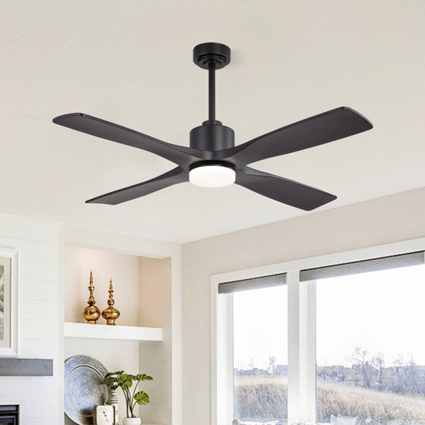 Ivy Bronx 48 In. Dc Motor 4 Solid Wood Blades Indoor Ceiling Fan With ...