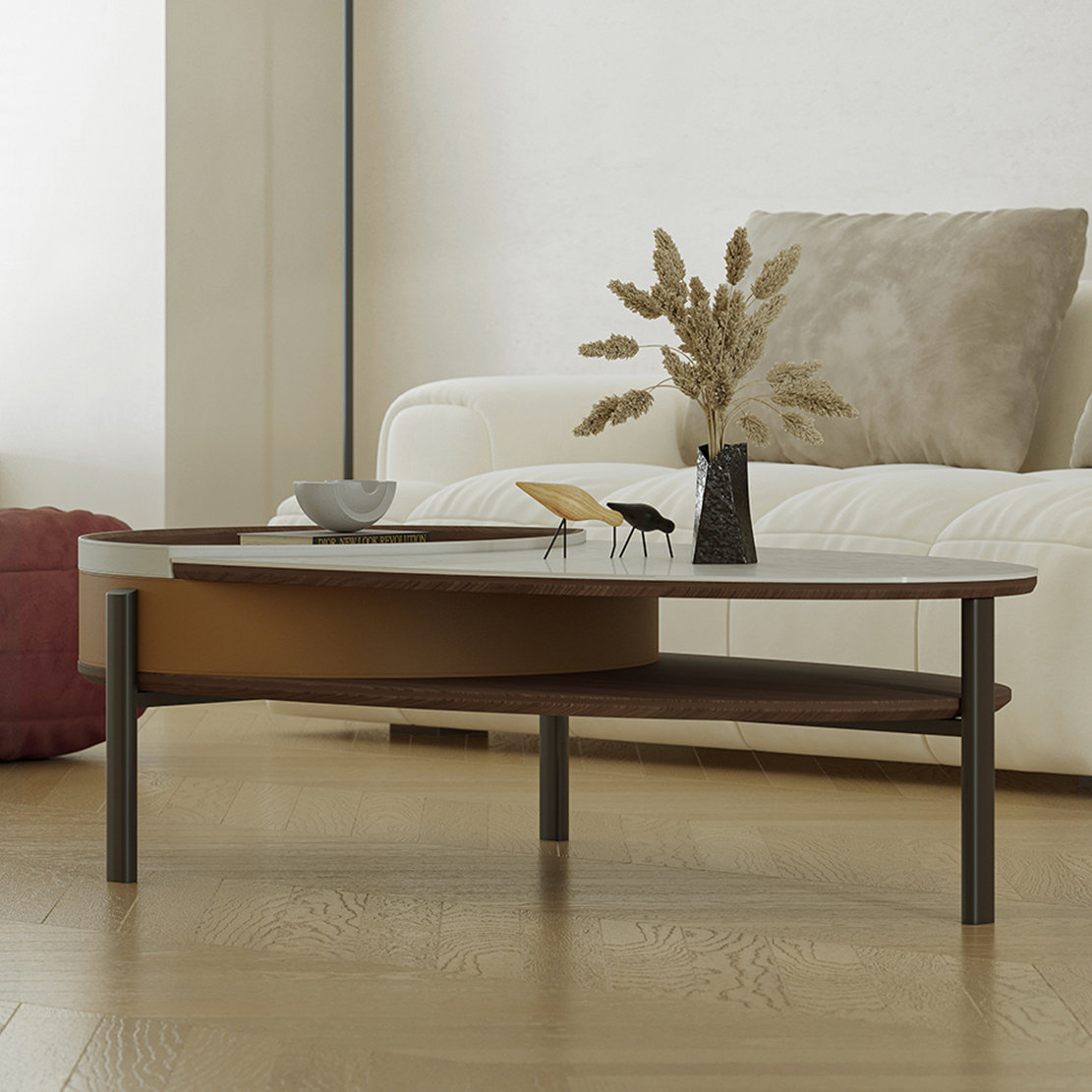 Wu's StylishVault Simple modern oval coffee table | Wayfair