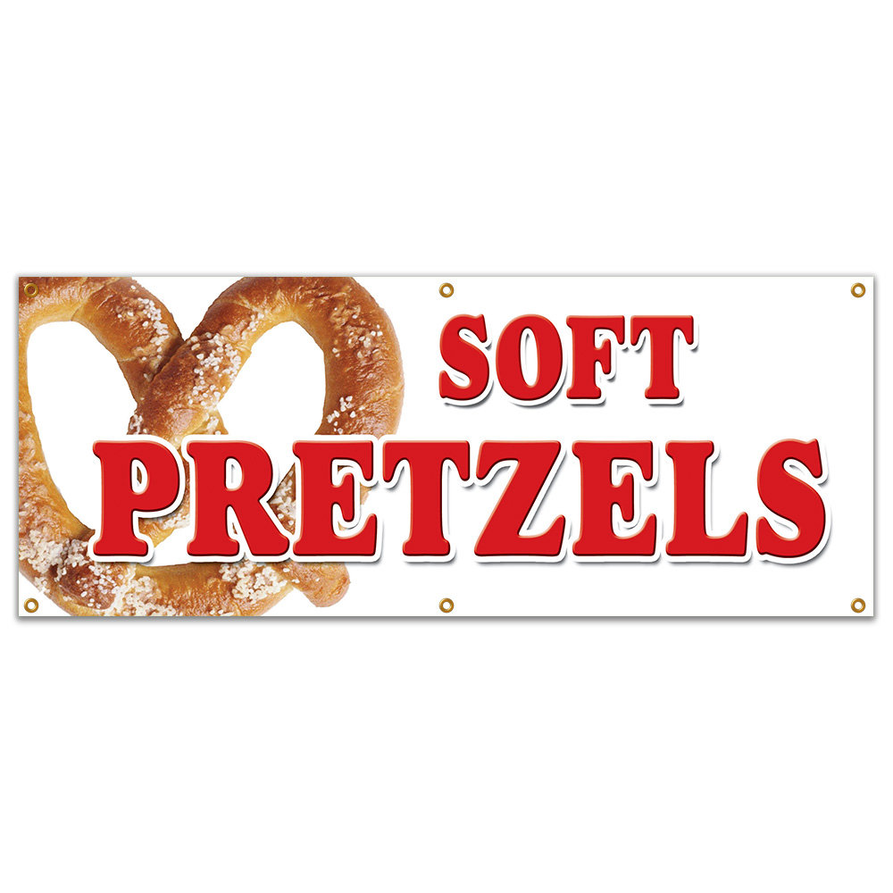 SignMission SOFT PRETZELS BANNER SIGN Pretzel Stand Cart Signs Fresh ...