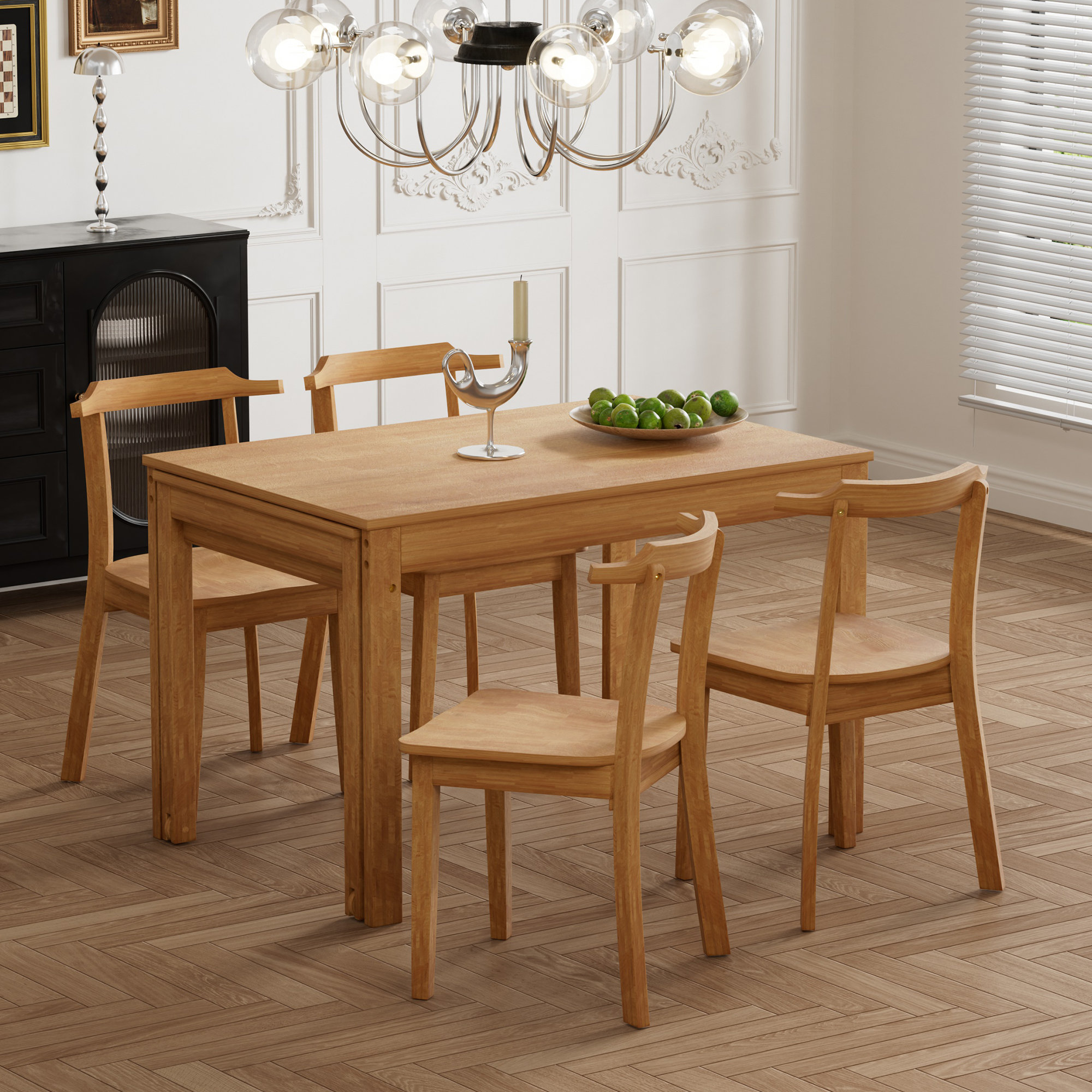 Lark Manor™ 65" 5-Piece Extendable Dining Table Set with 17.7" Pull-out ...
