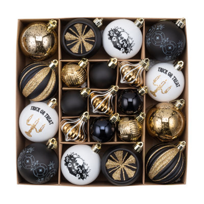 The Holiday Aisle® Kahea 60ct Halloween Skeleton and Pumpkin Black and ...