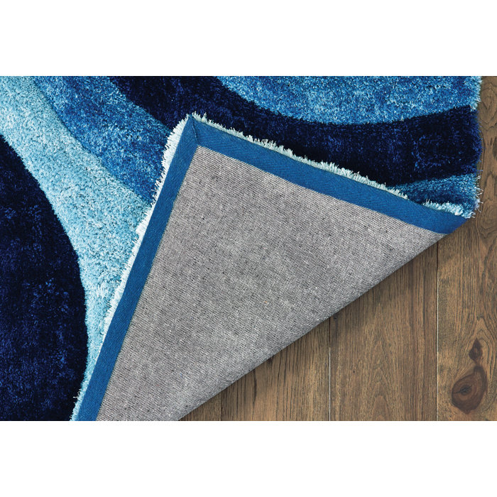Wrought Studio Fitts Abstract Shag Sea Blue Area Rug & Reviews | Wayfair