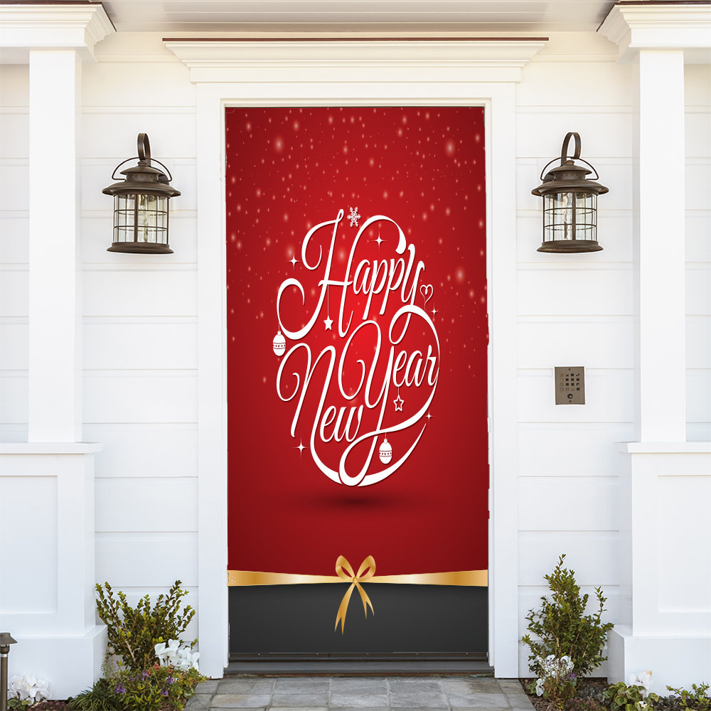 The Holiday Aisle® Happy New Year Wrap Door Mural | Wayfair