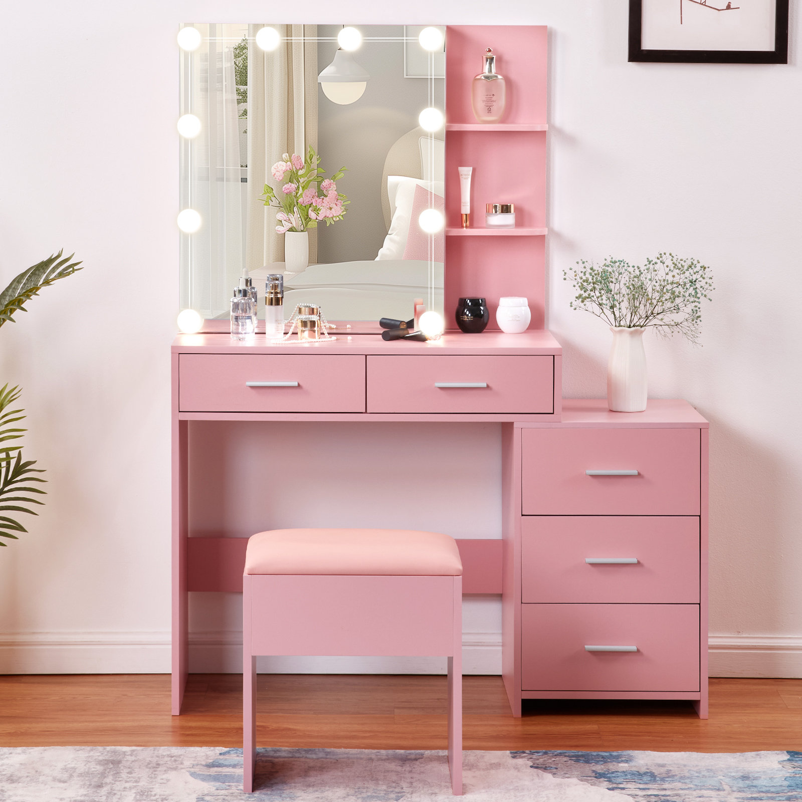 Latitude Run® Pink Dressing Table Set | Wayfair