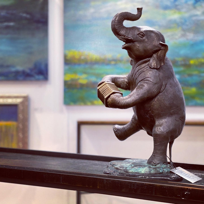 Metropolitan Galleries Bronze Elephant Musician Sculpture | Wayfair