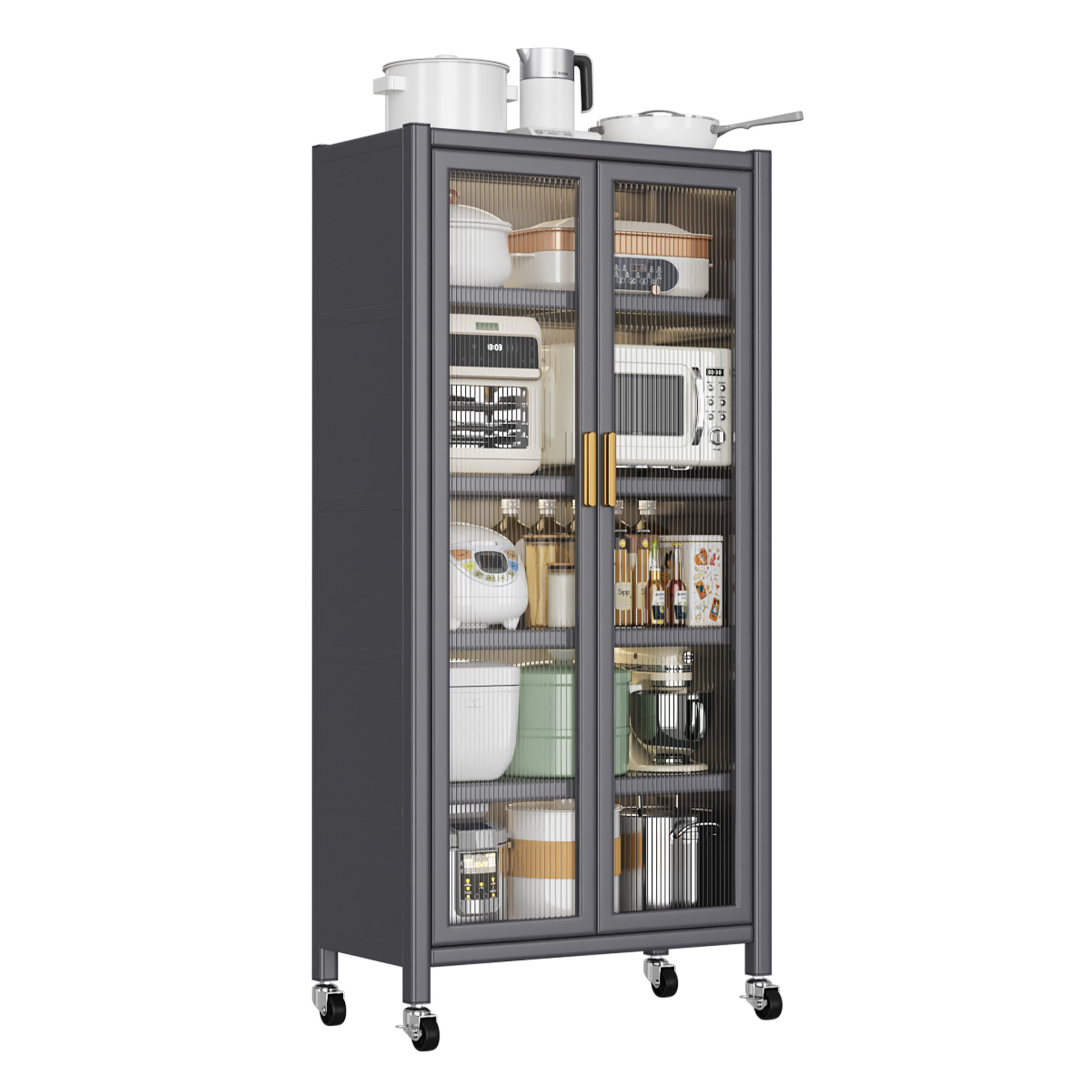 Latitude Run® Open-Door Kitchen Shelving Floor-To-Ceiling Multilevel ...