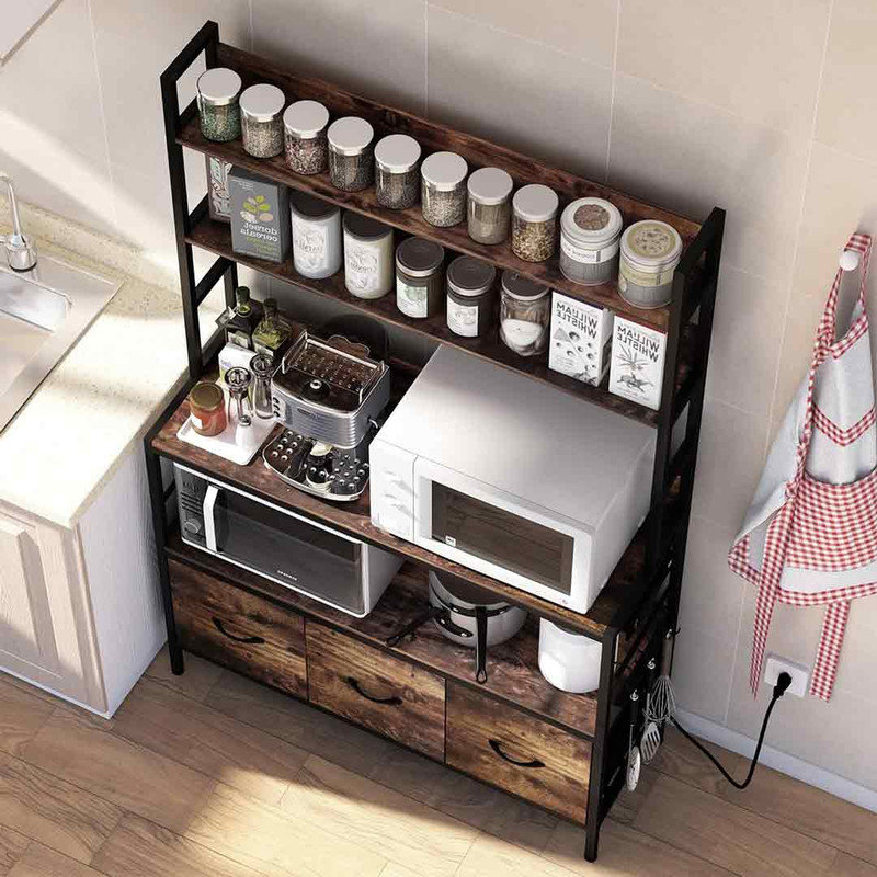 Stunver Kitchen Bakers Rack with Power Outlet,Free Standing Kitchen ...