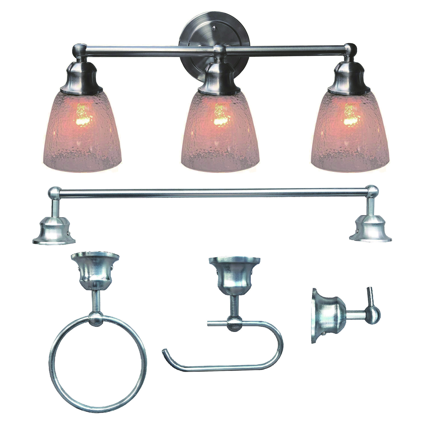 SUPERHUNTER 20.75In.W X 6In.D X 9.375In.H Brushed Nickel 3-Light Vanity ...