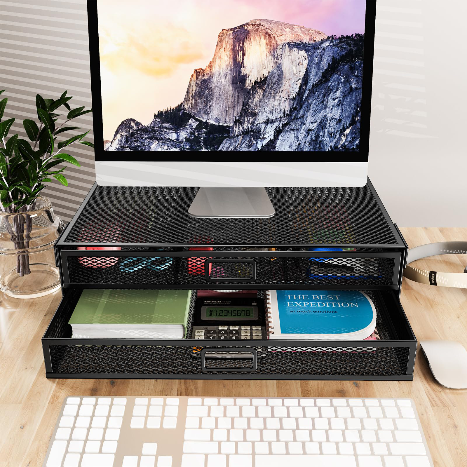 Rebrilliant Under Desk Drawer Organizer No Drilling 2 Slide Out Drawer ...