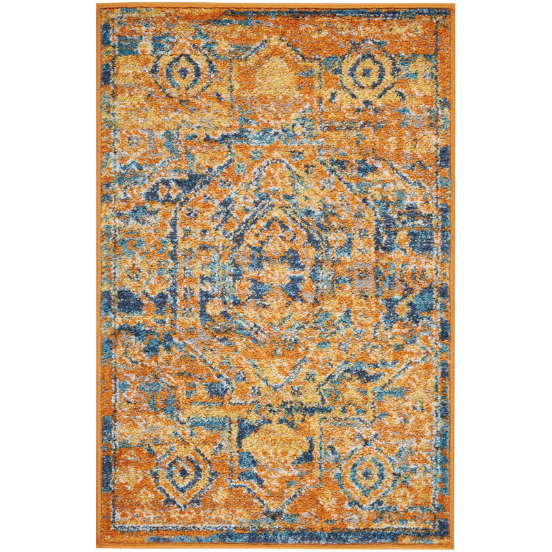 Langley Street Verda Oriental Sunny Gold/Teal Blue Area Rug & Reviews ...