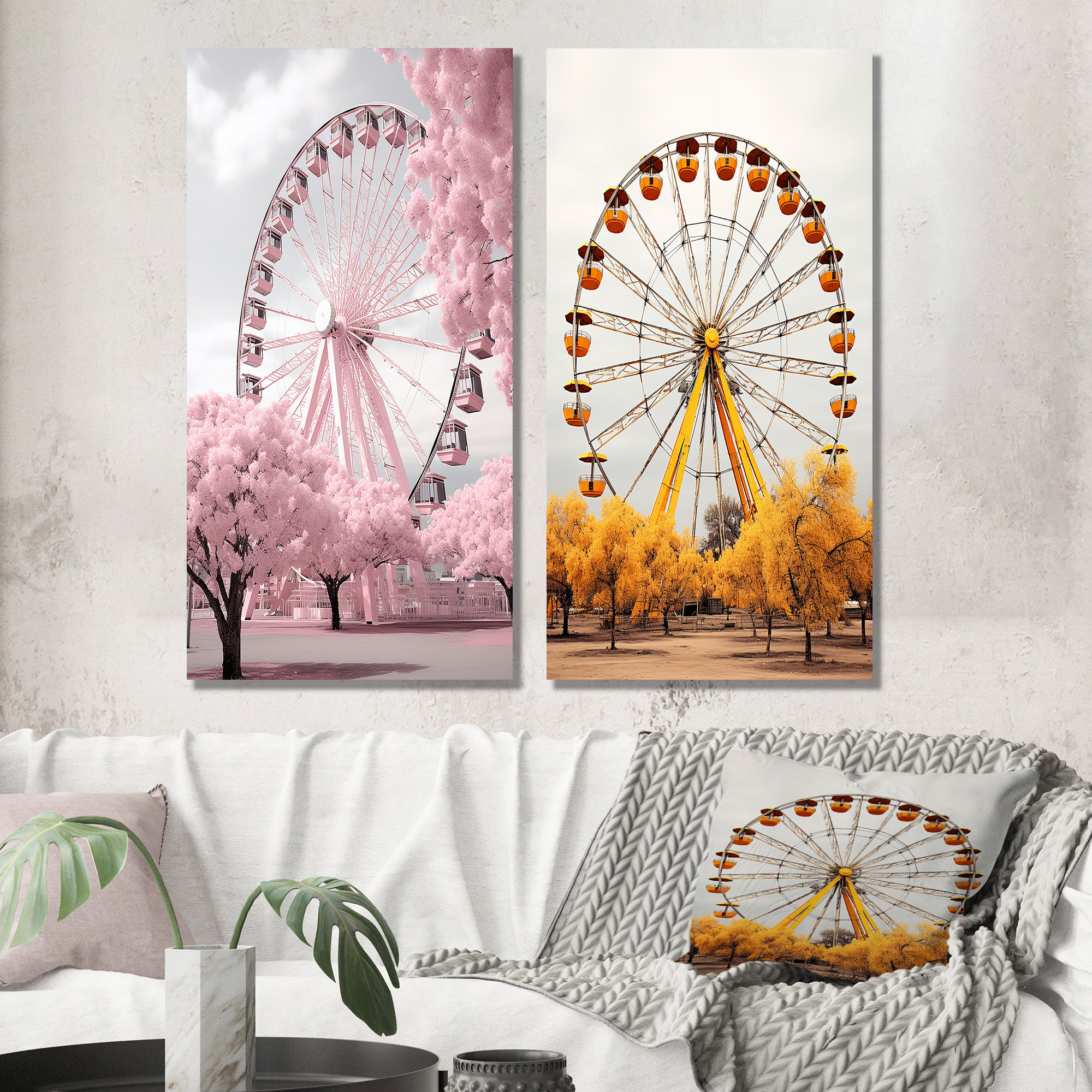 Ebern Designs Pink Ferris Wheel Magical Spin " Pink Ferris Wheel ...
